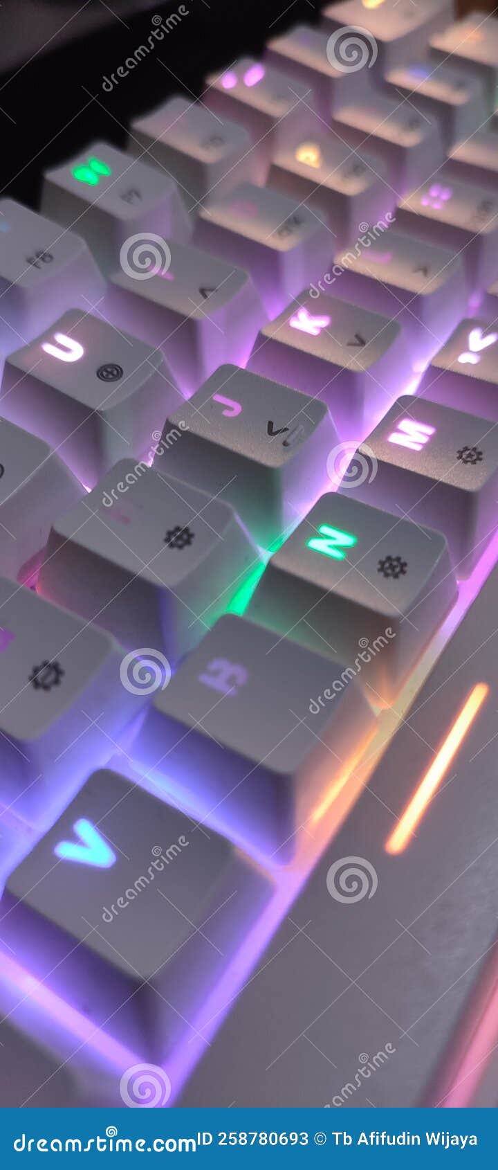 White Mechanical Keyboard with Colorful Illuminated Caps Stock Image ...