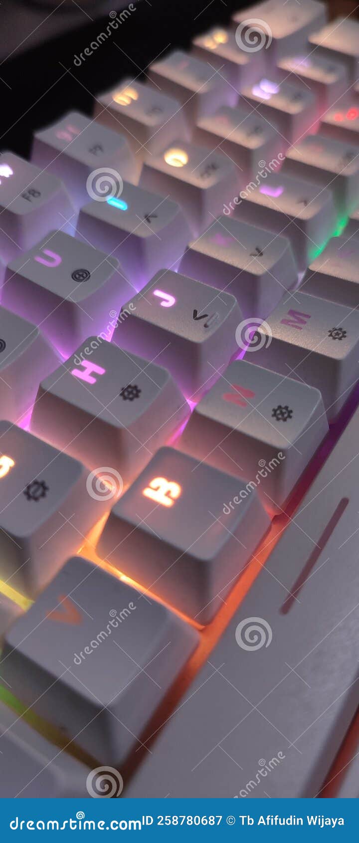 White Mechanical Keyboard with Colorful Illuminated Caps Stock Image ...