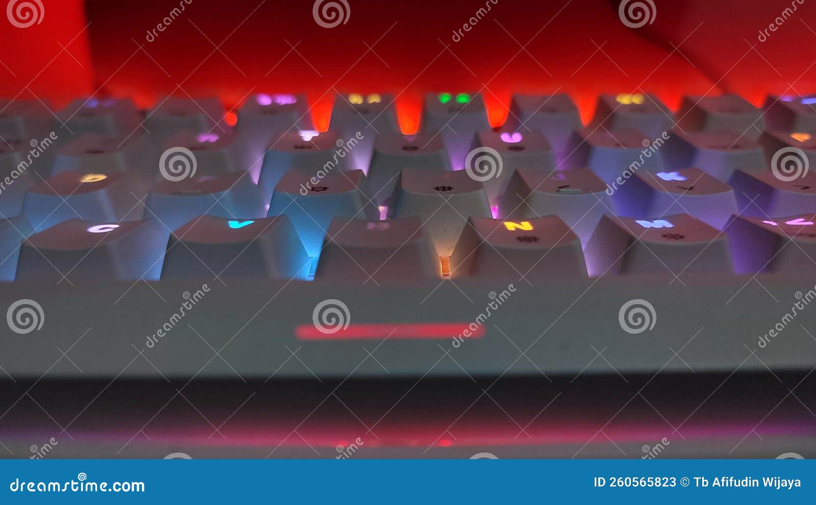 White Mechanical Keyboard with Colorful Illuminated Caps Stock Image ...