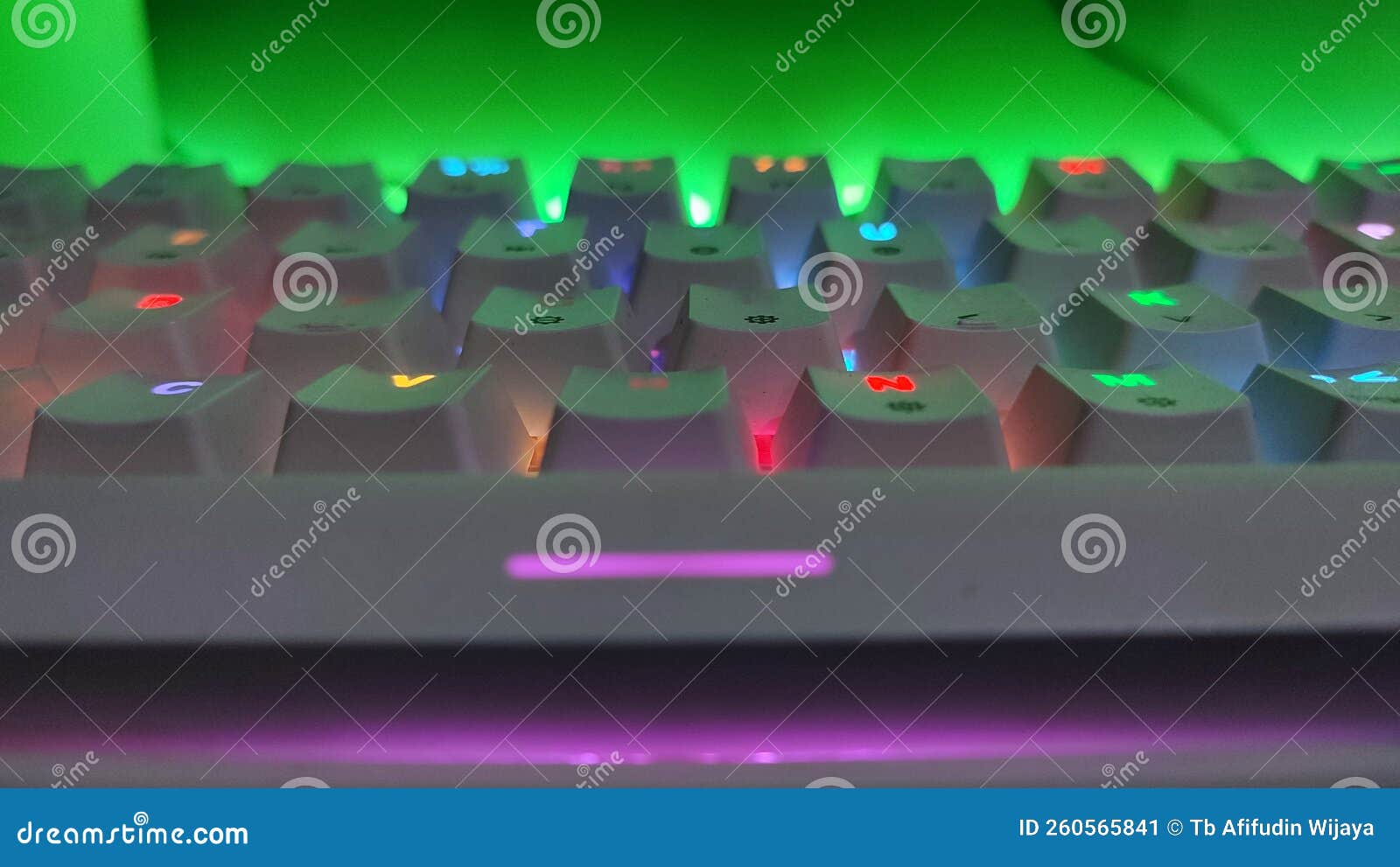 White Mechanical Keyboard with Colorful Illuminated Caps Stock Image ...