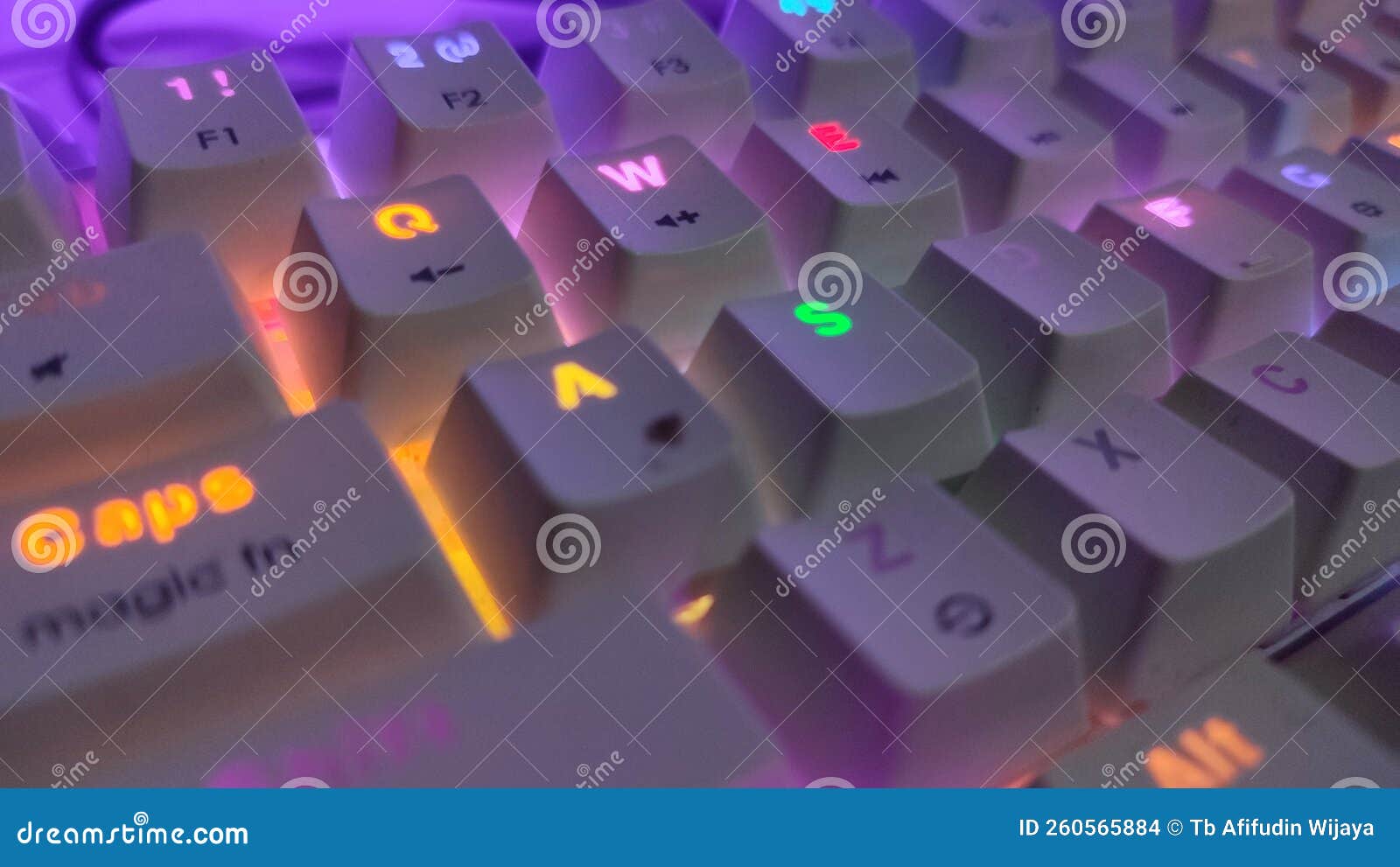 White Mechanical Keyboard with Colorful Illuminated Caps Stock Photo ...