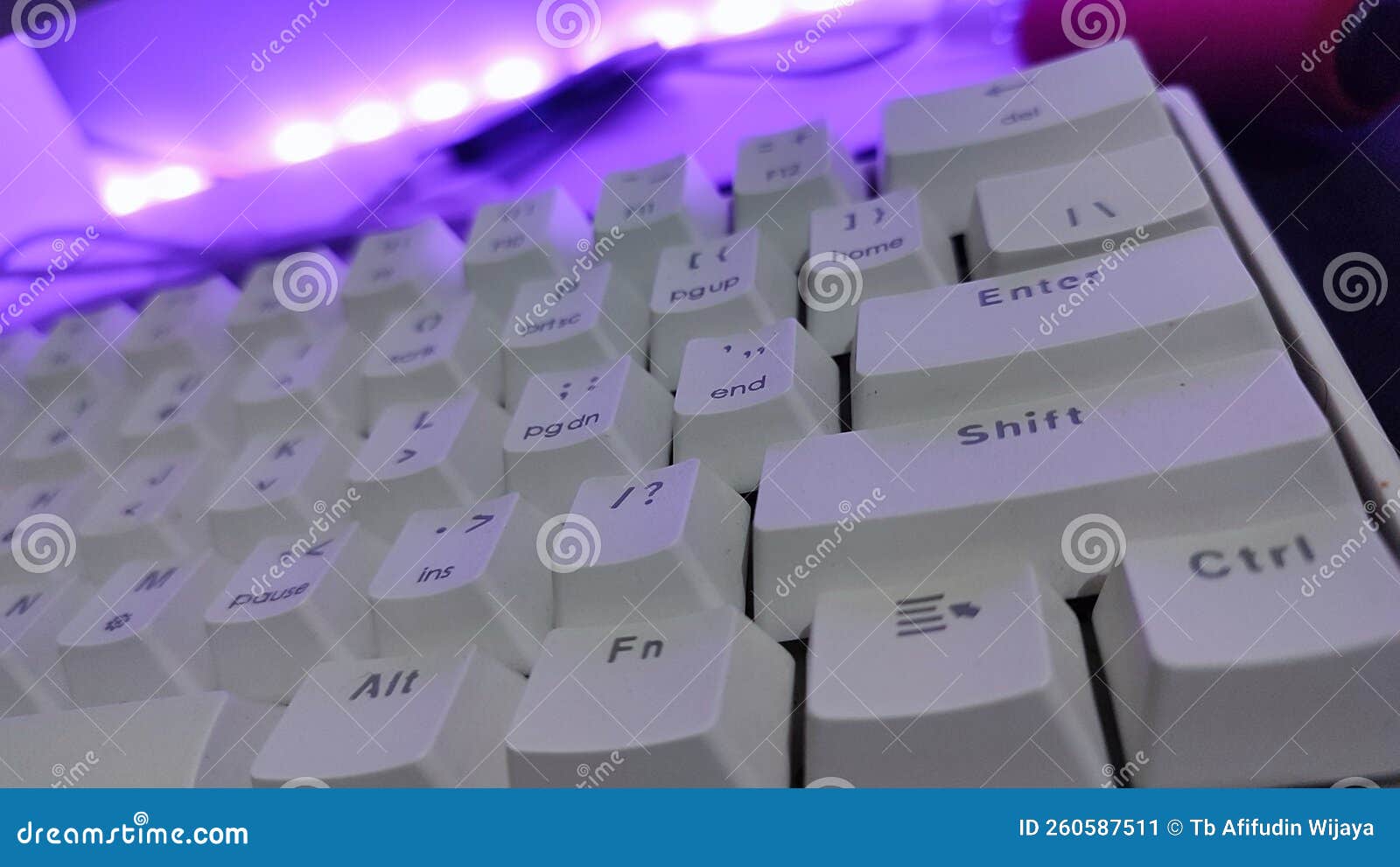 White Mechanical Keyboard with Colorful Illuminated Caps Stock Image ...