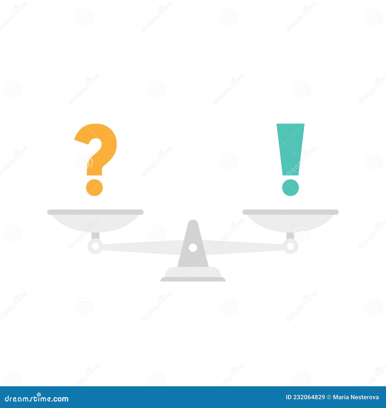 White Mechanical Scales with Question and Exclamation Marks in Pans ...