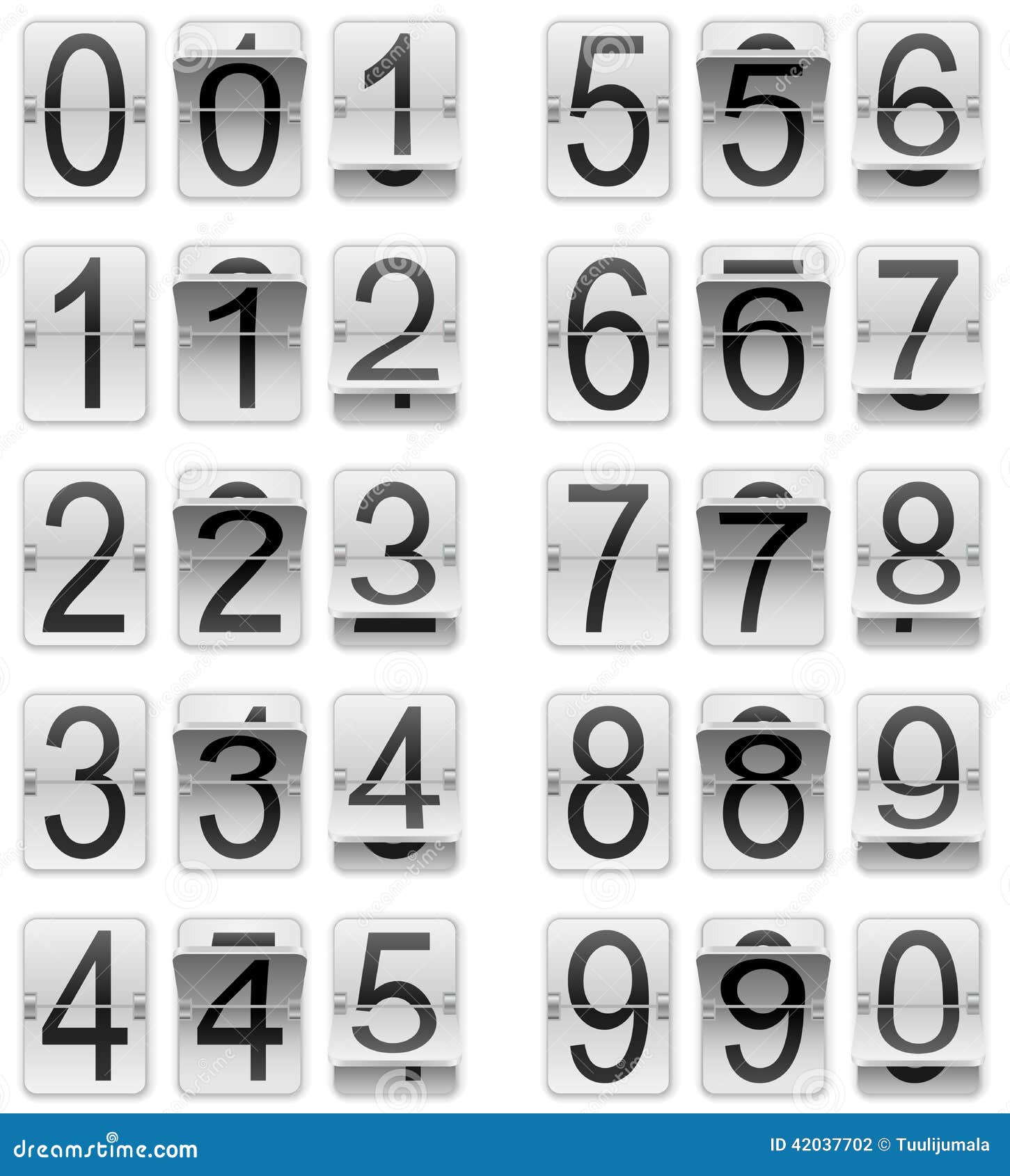 Mechanical Scoreboard. Realistic Countdown Numbers For Counter Isolated ...