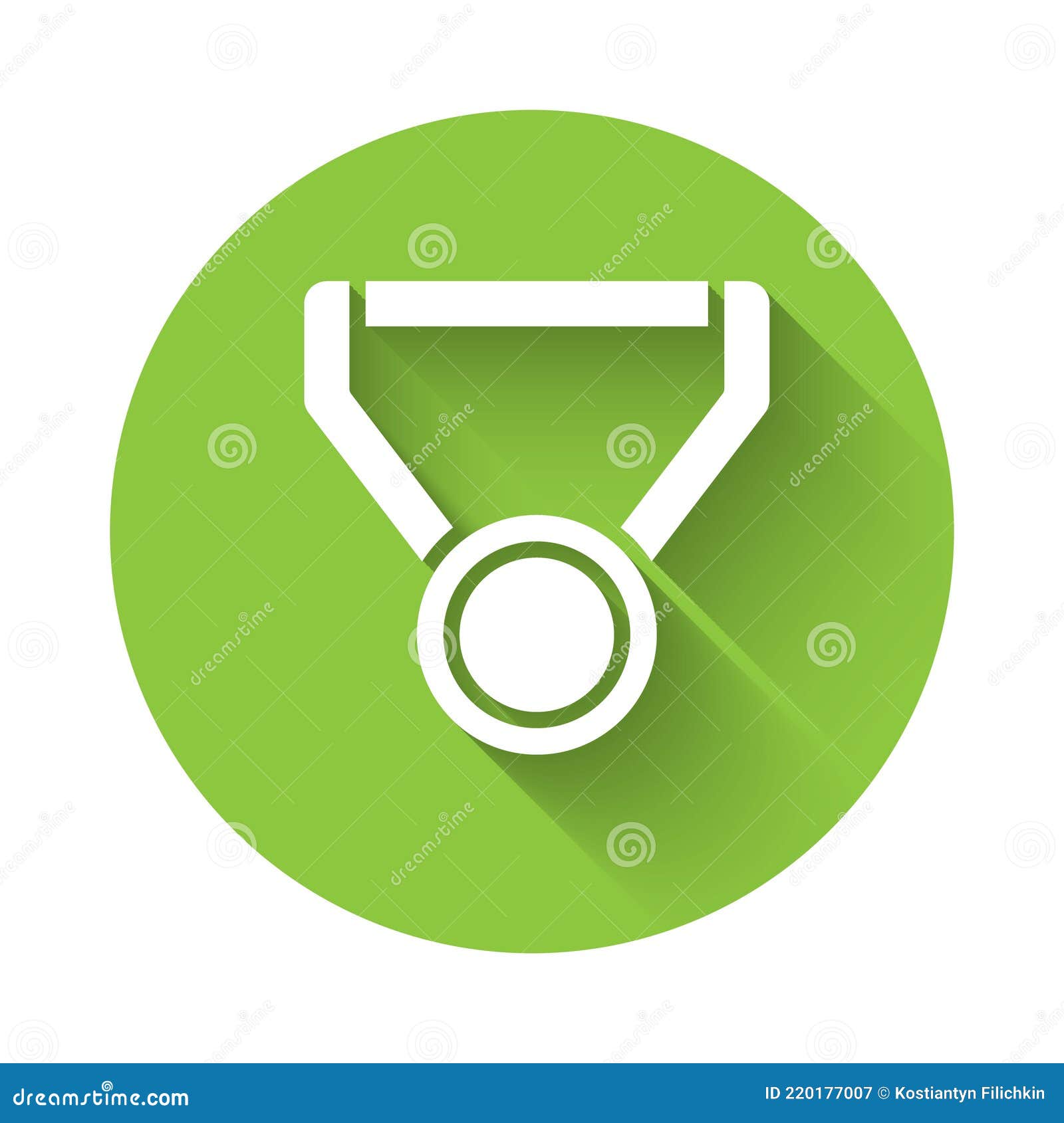 White Medal Icon Isolated with Long Shadow. Winner Symbol. Green Circle ...