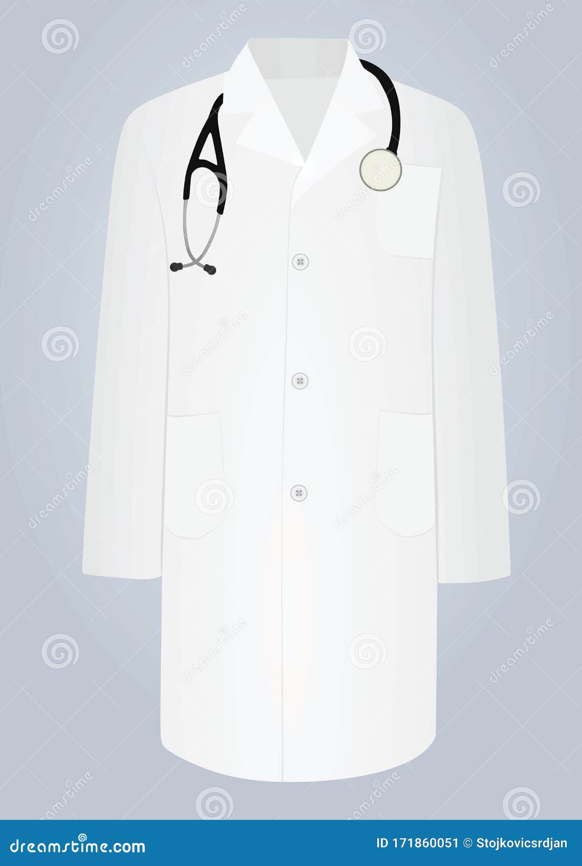 White Medical Coat With Stethoscope Stock Vector Illustration Of