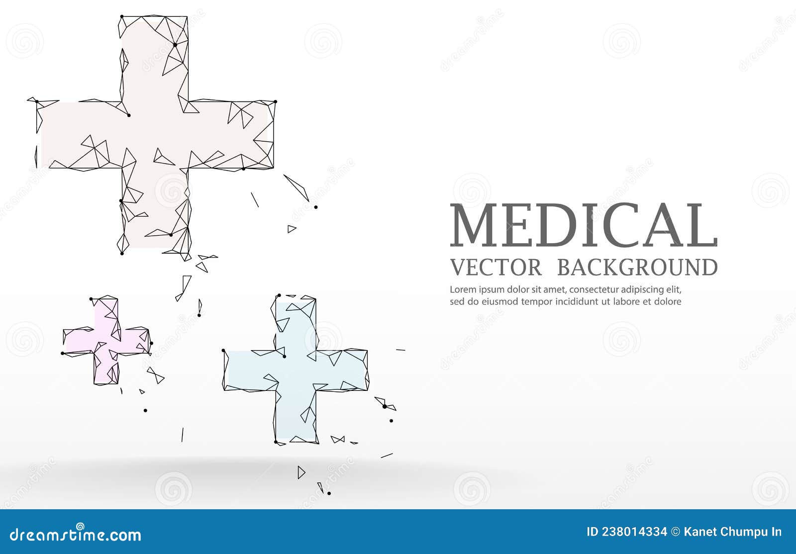 White Medical Vector Background Geometric Polygon Cross Shape Stock ...