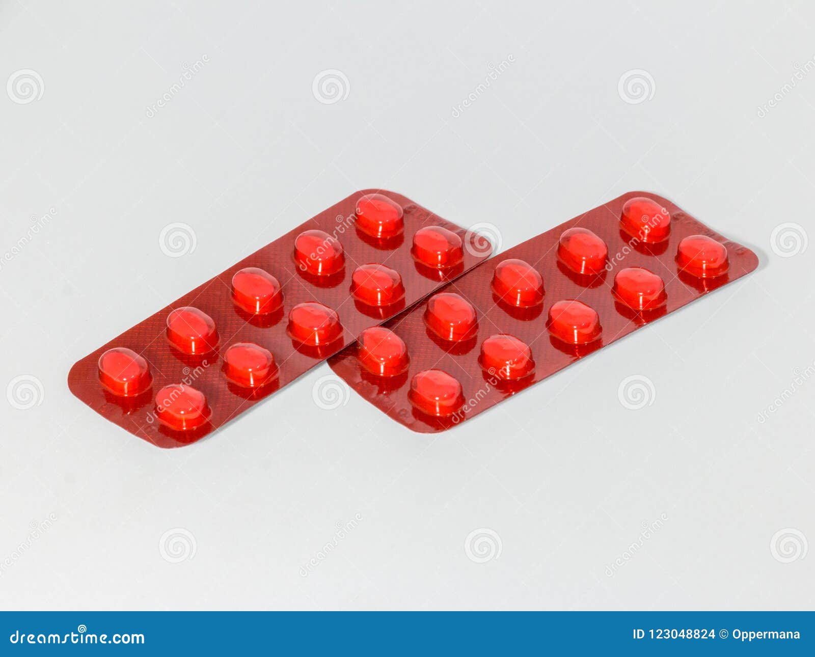 White Tablets Pills in Red Blister Packs Stock Photo - Image of illness ...