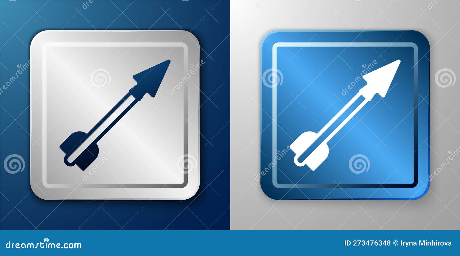 White Medieval Arrow Icon Isolated on Blue and Grey Background ...