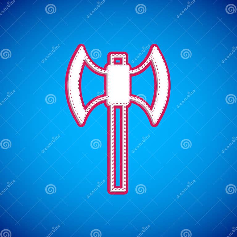 White Medieval Poleaxe Icon Isolated on Blue Background. Vector Stock ...