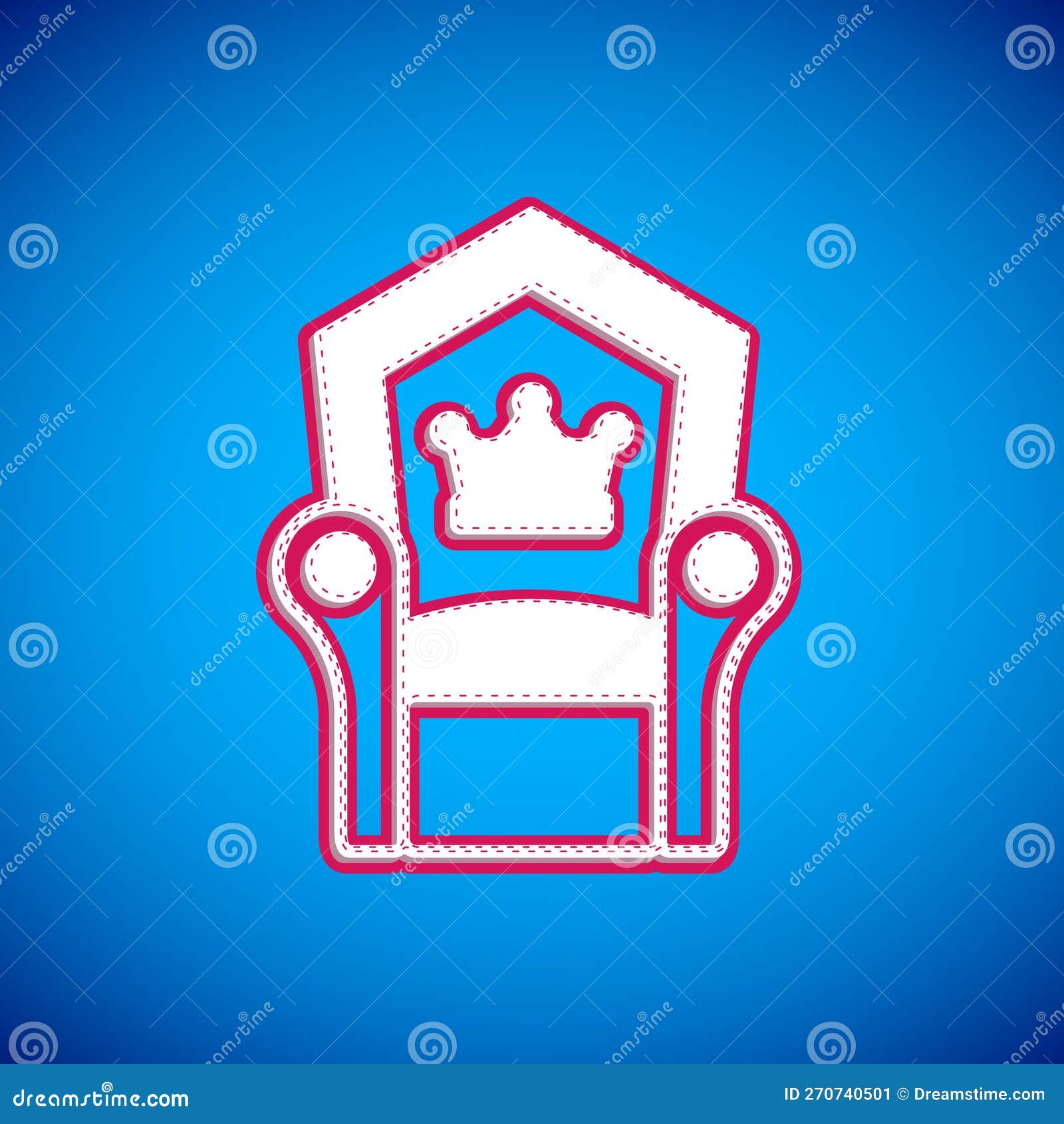 White Medieval Throne Icon Isolated on Blue Background. Vector Stock ...
