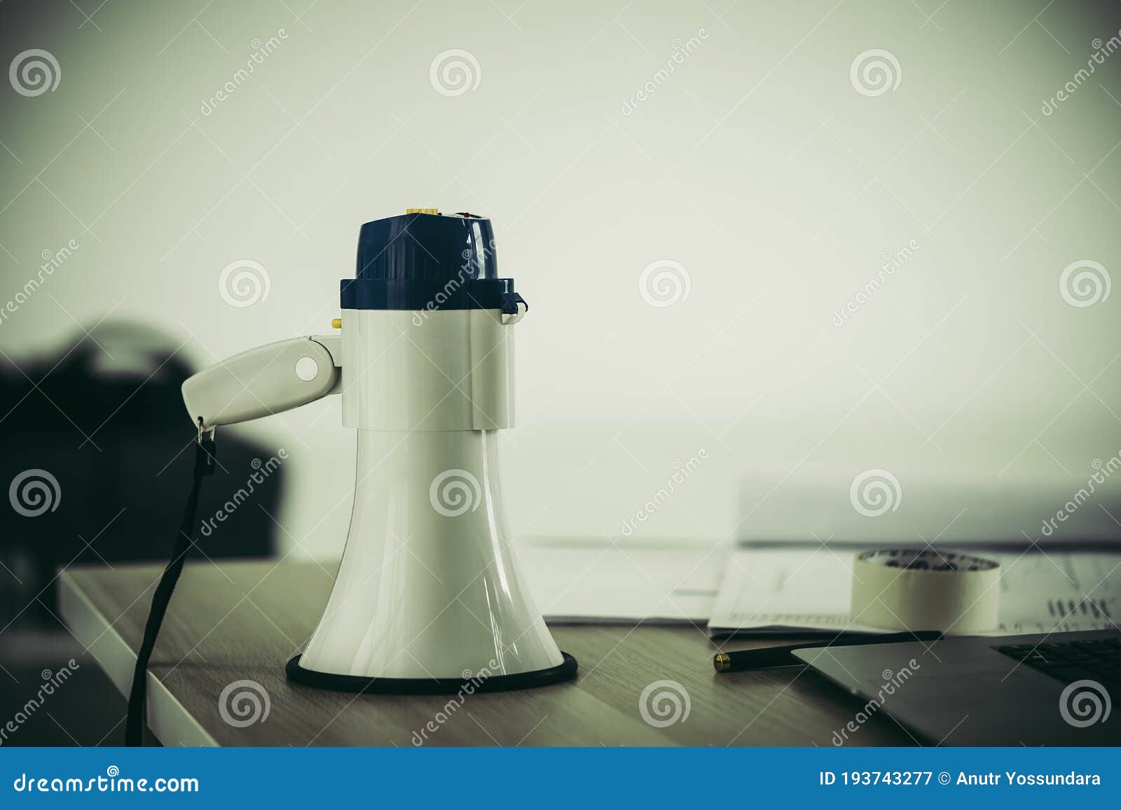 Megaphone on Engineer Construction Working Table Stock Image - Image of ...