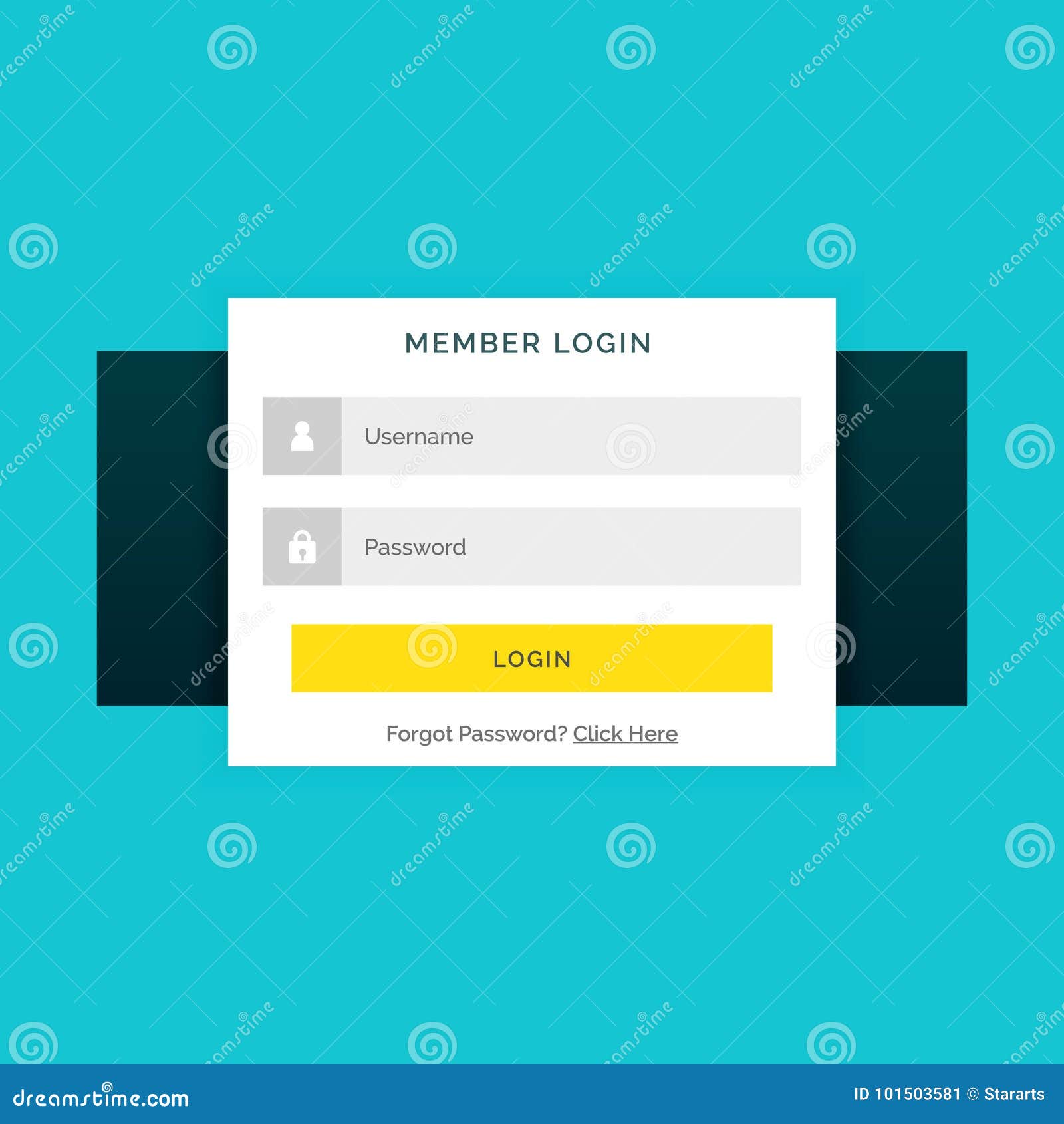 White Member Login Form on Blue Background in Flat Style Stock Vector ...