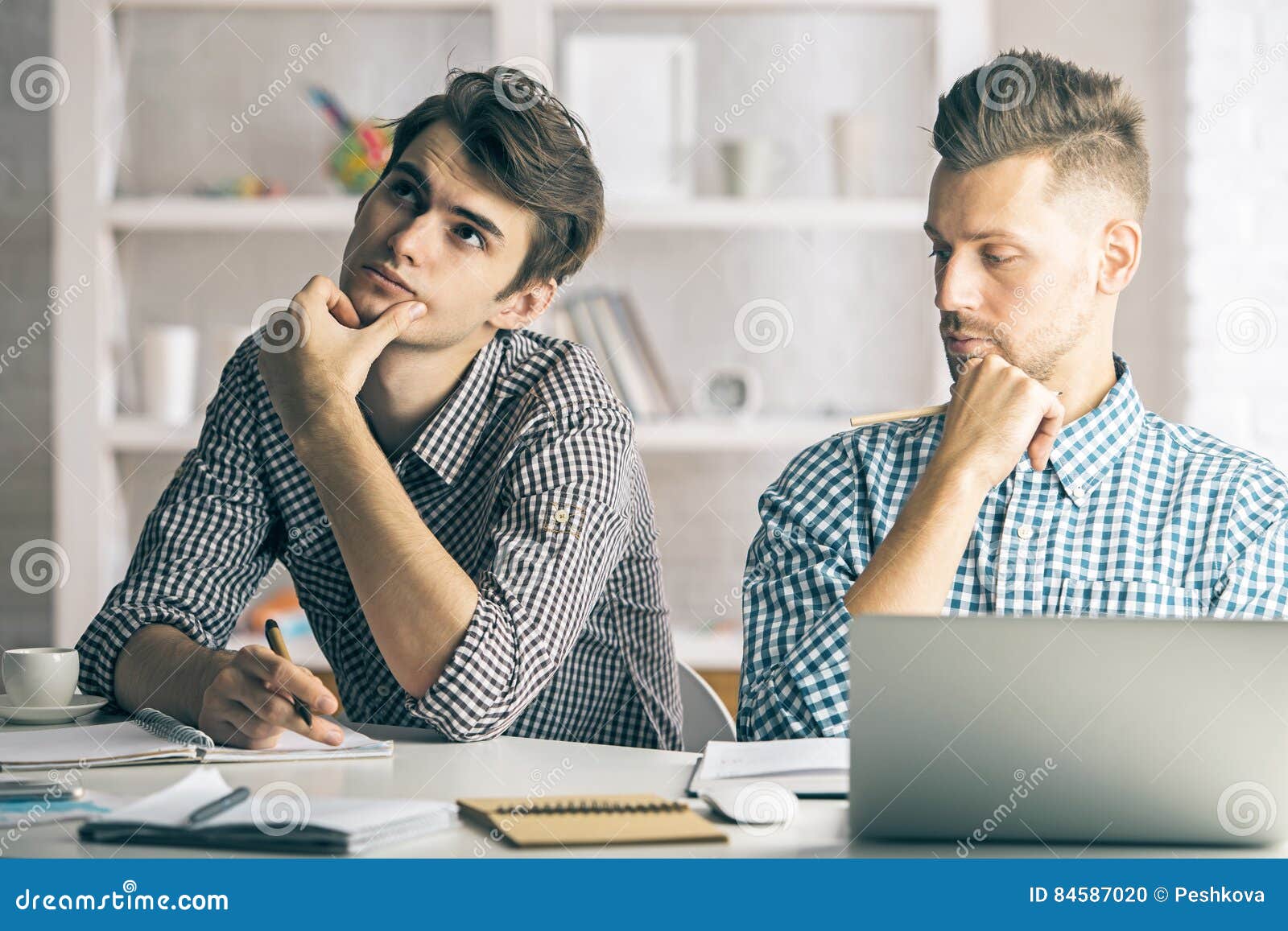 White Men Working on Project Stock Photo - Image of caucasian, author ...