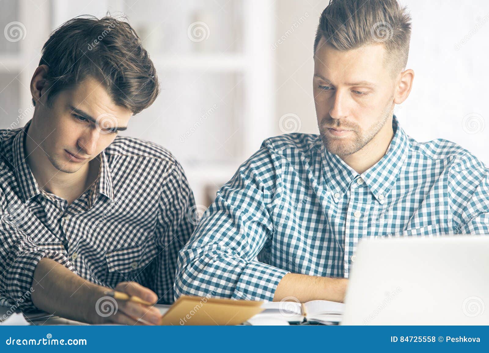 White Men Working on Project Stock Photo - Image of paperwork, business ...