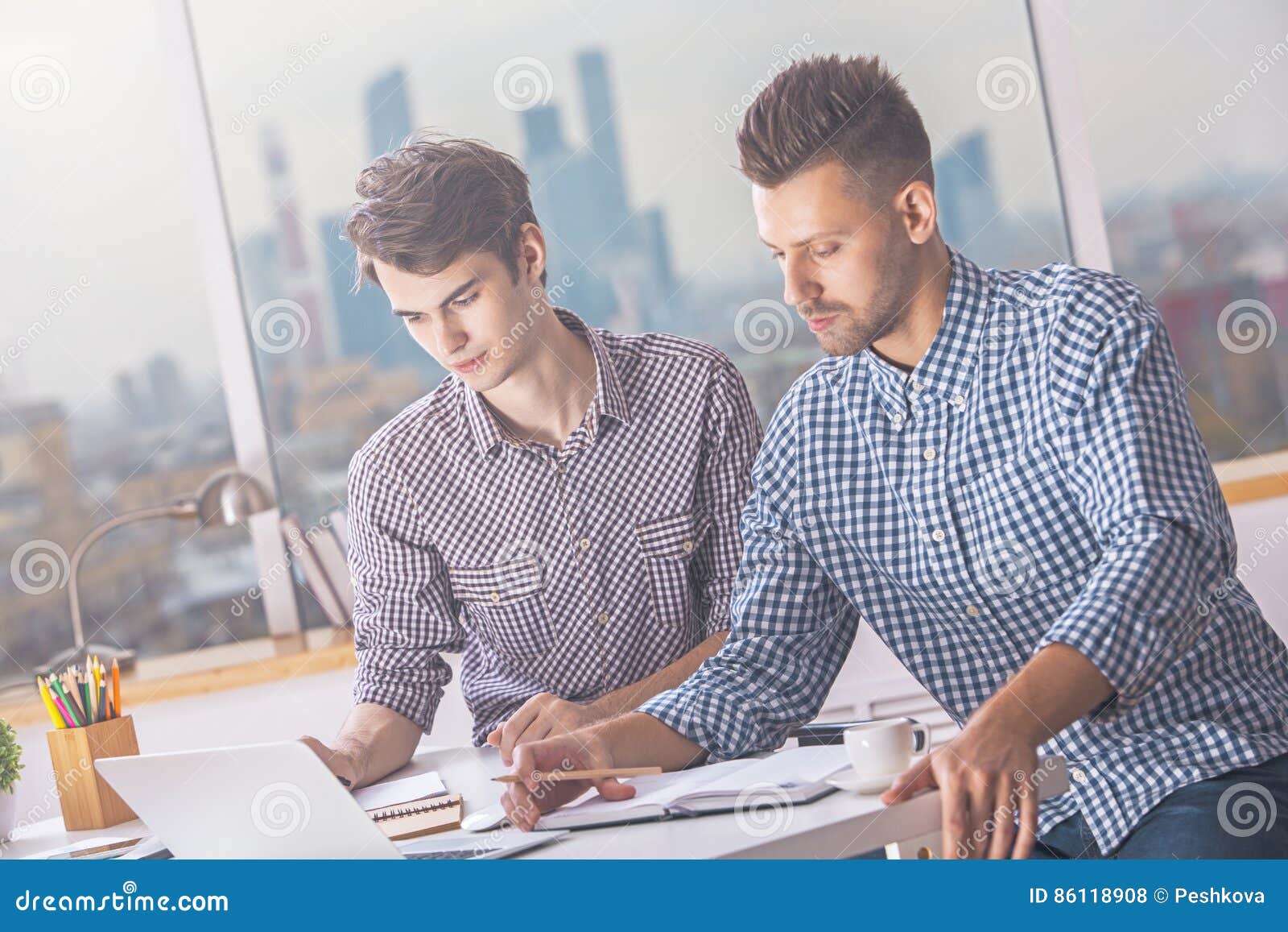 White Men Working on Project Stock Photo - Image of freelance, manager ...