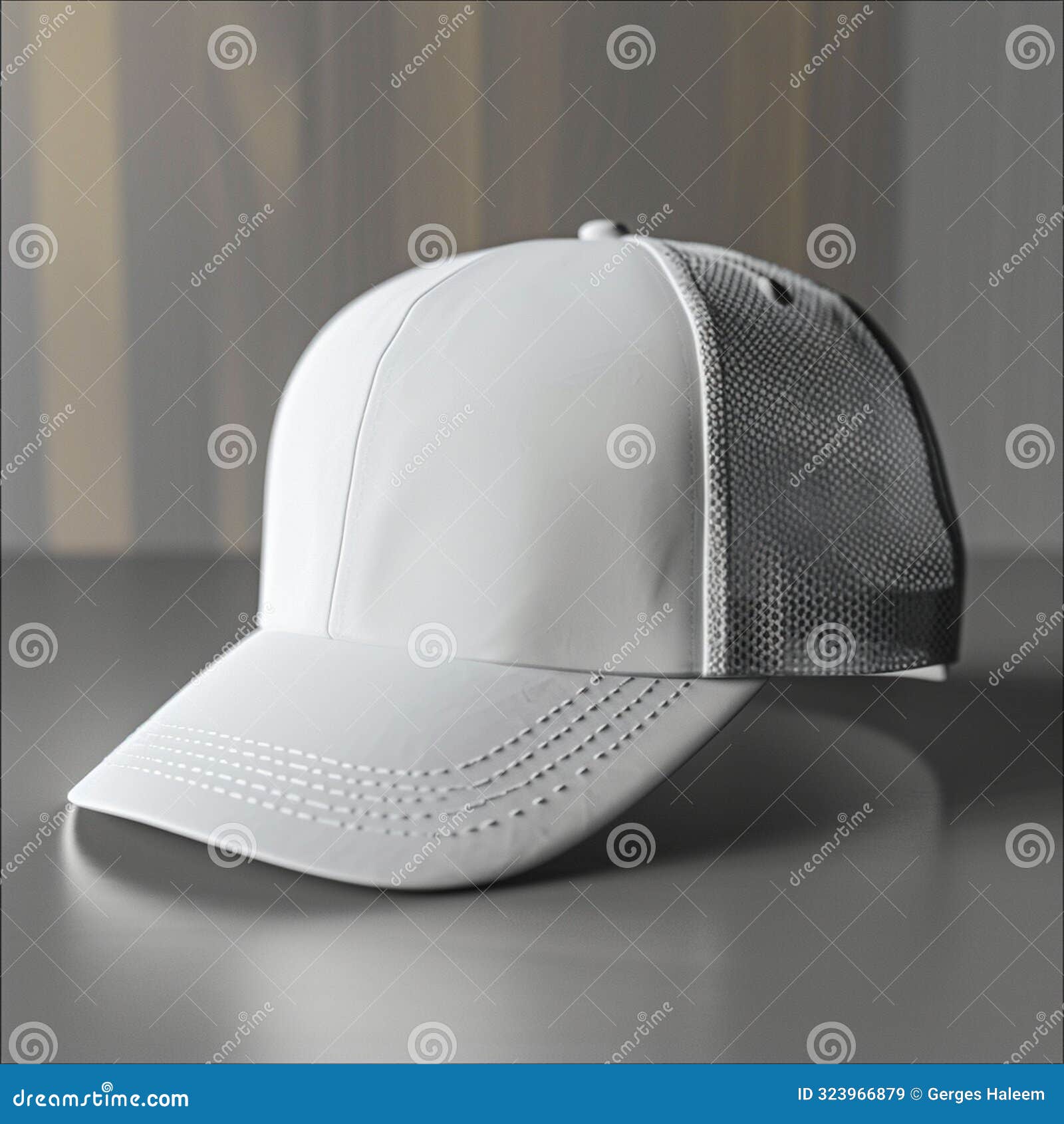 White Mesh Back Baseball Cap on Gray Surface Stock Illustration ...