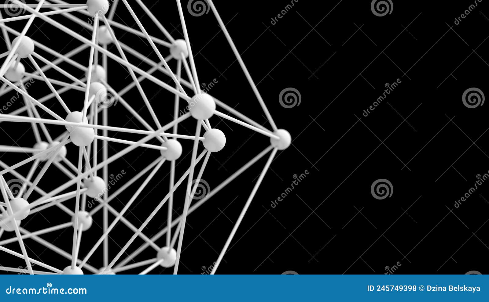 White Mesh, Black Background. Abstract Illustration, 3d Render, Close ...