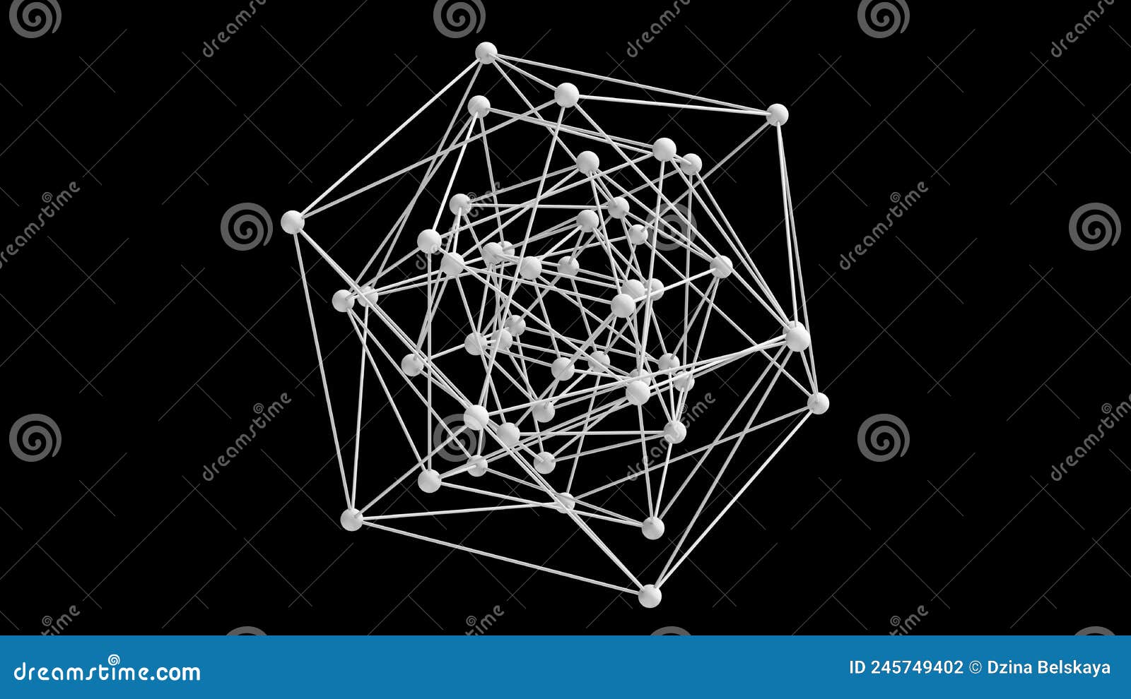 White Mesh, Black Background. Abstract Illustration, 3d Render Stock ...