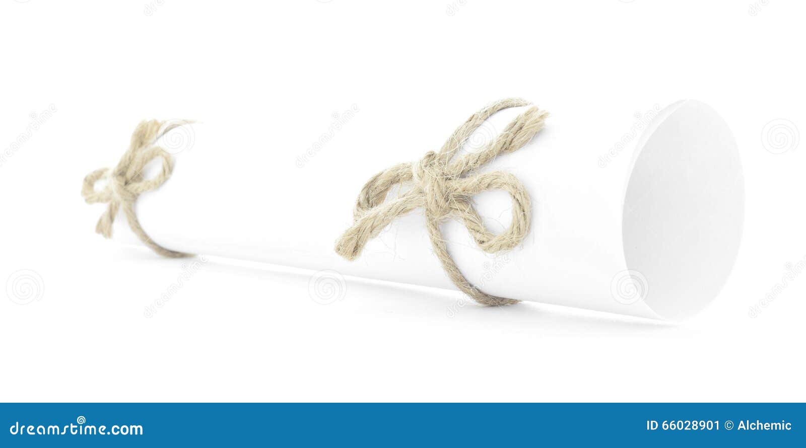 White Message Scroll Tied with String, Natural Bows Couple Isolated ...