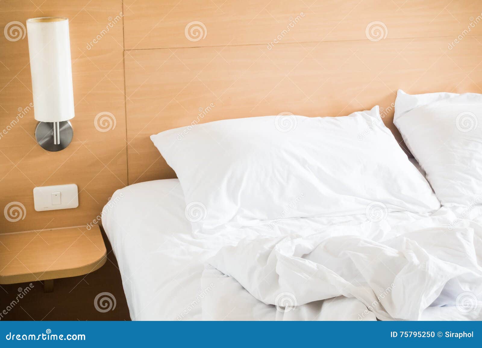 White messy pillow stock photo. Image of linen, sheets - 75795250