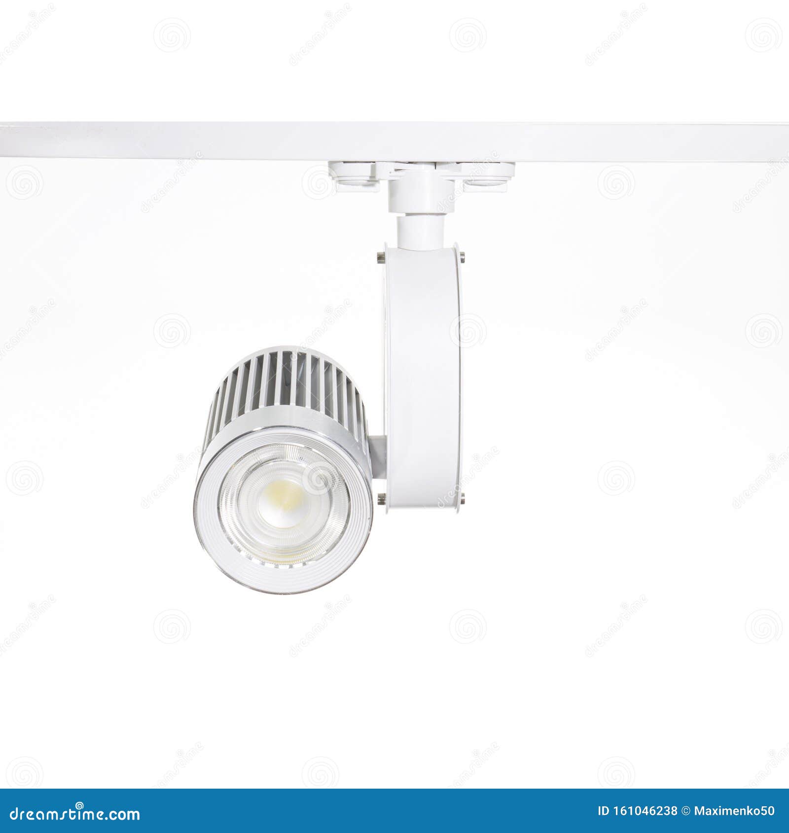 White with Metal LED Spotlight on White Background. Front View Stock ...