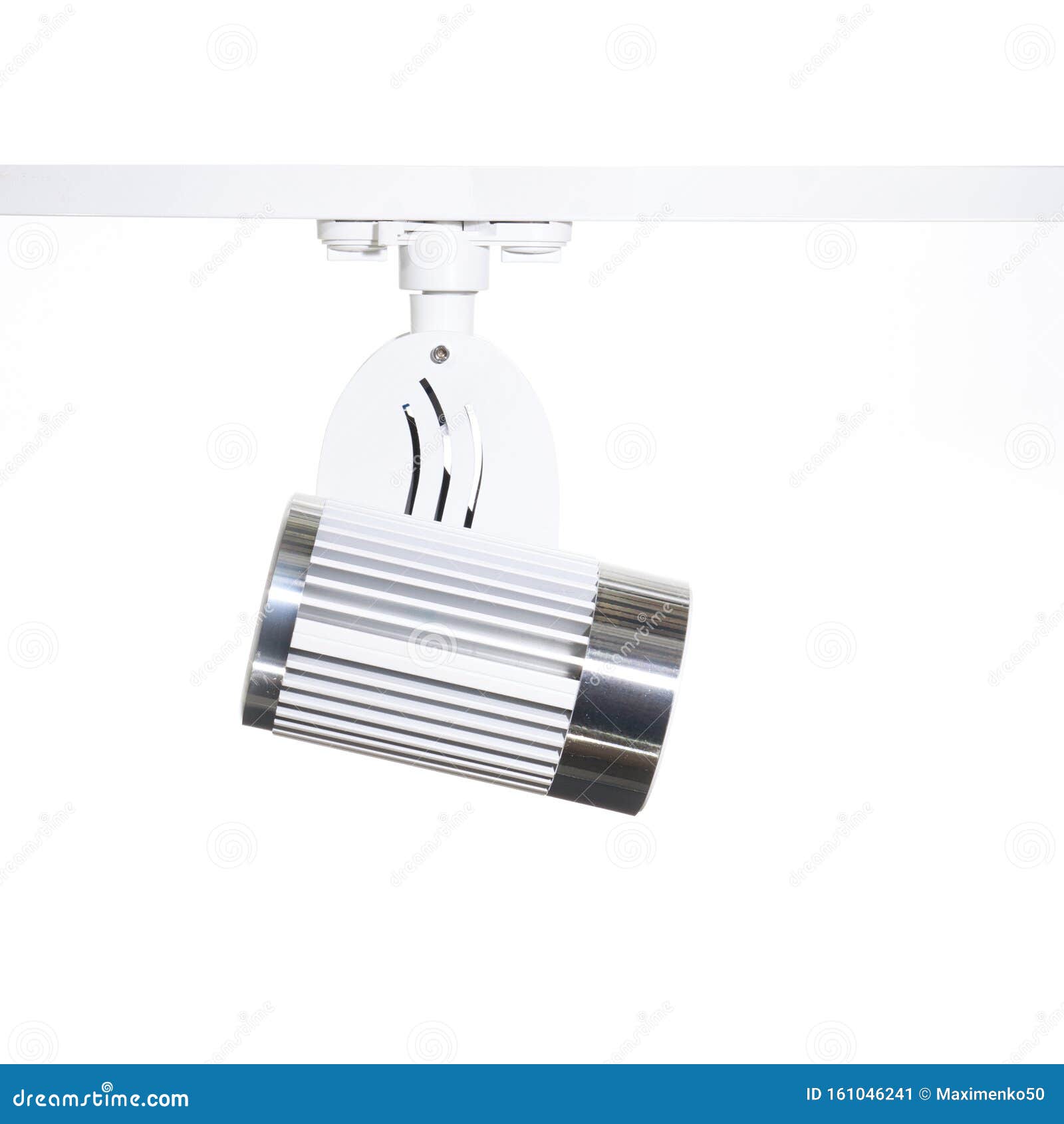 White with Metal LED Spotlight on White Background. Side View Stock ...