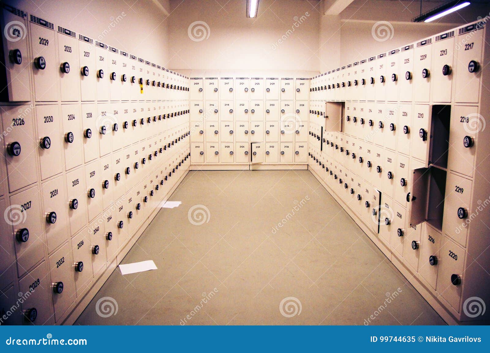 White Metal Lockers stock image. Image of shelves, lockers - 99744635