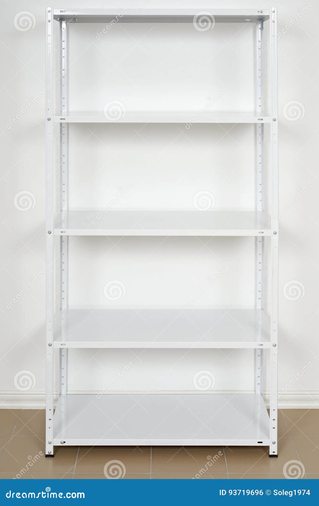 White Metal Rack Near the Wall, Empty Shelves Stock Photo - Image of ...