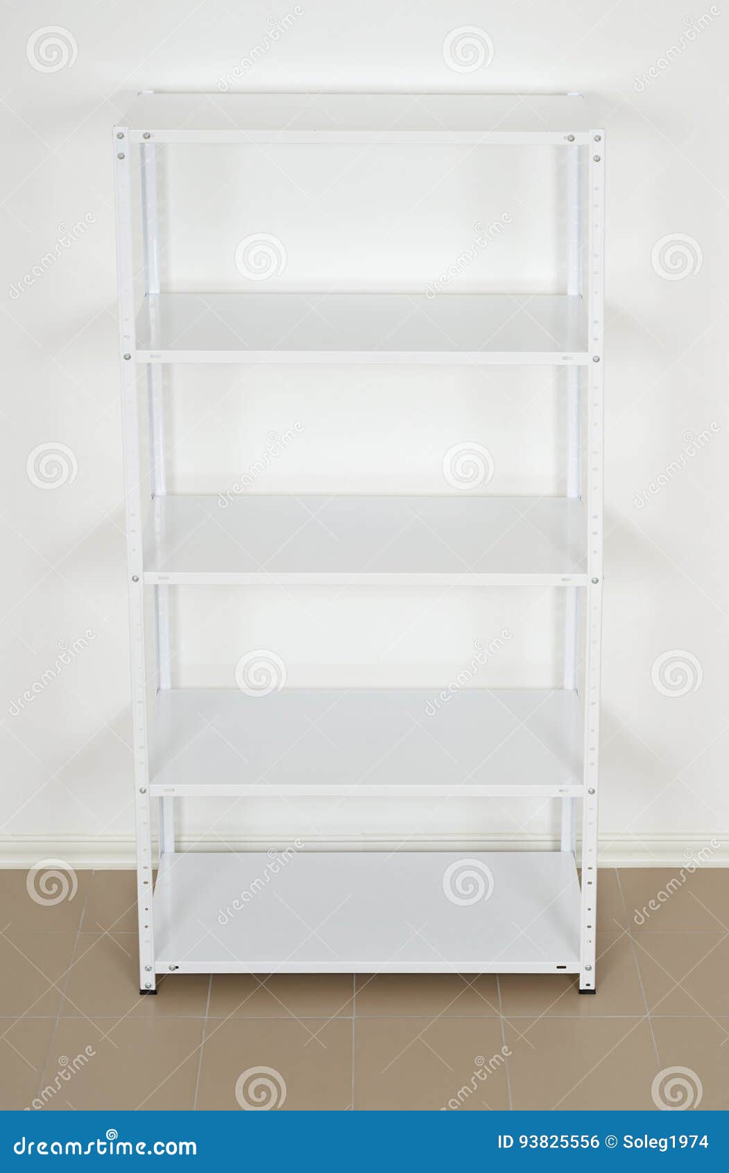 White Metal Rack Near the Wall, Empty Shelves Stock Photo - Image of ...
