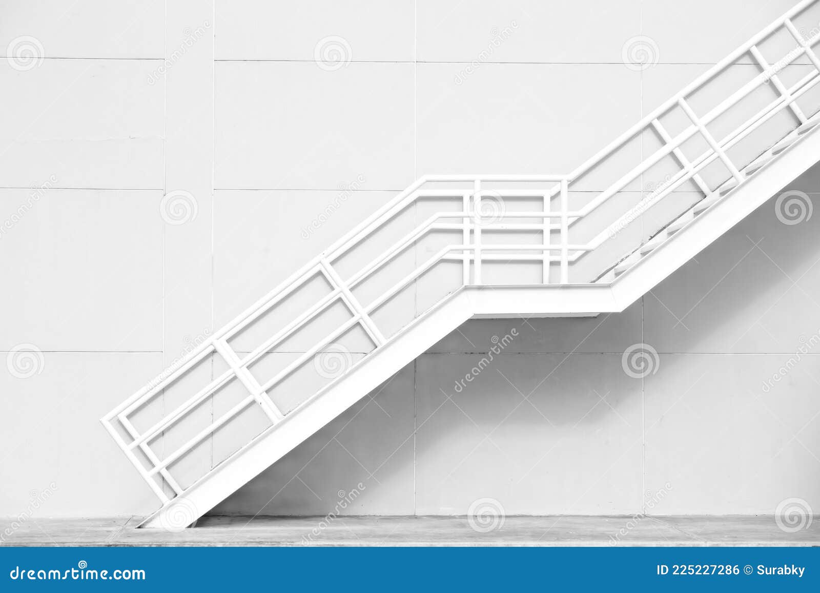 White Metal Stairs on Concrete Wall Stock Photo - Image of background ...