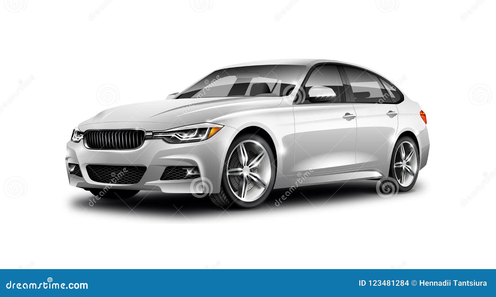 White Metallic Coupe Sporty Car On White Background. Side View With ...