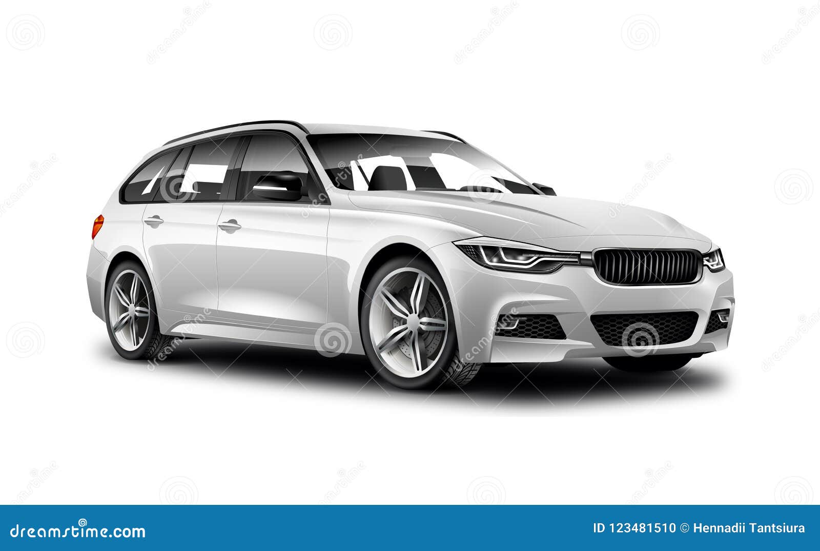 White Metallic Generic Universal Car on White Background with Isolated ... White Metallic Generic Universal Car on White Background with Isolated ...