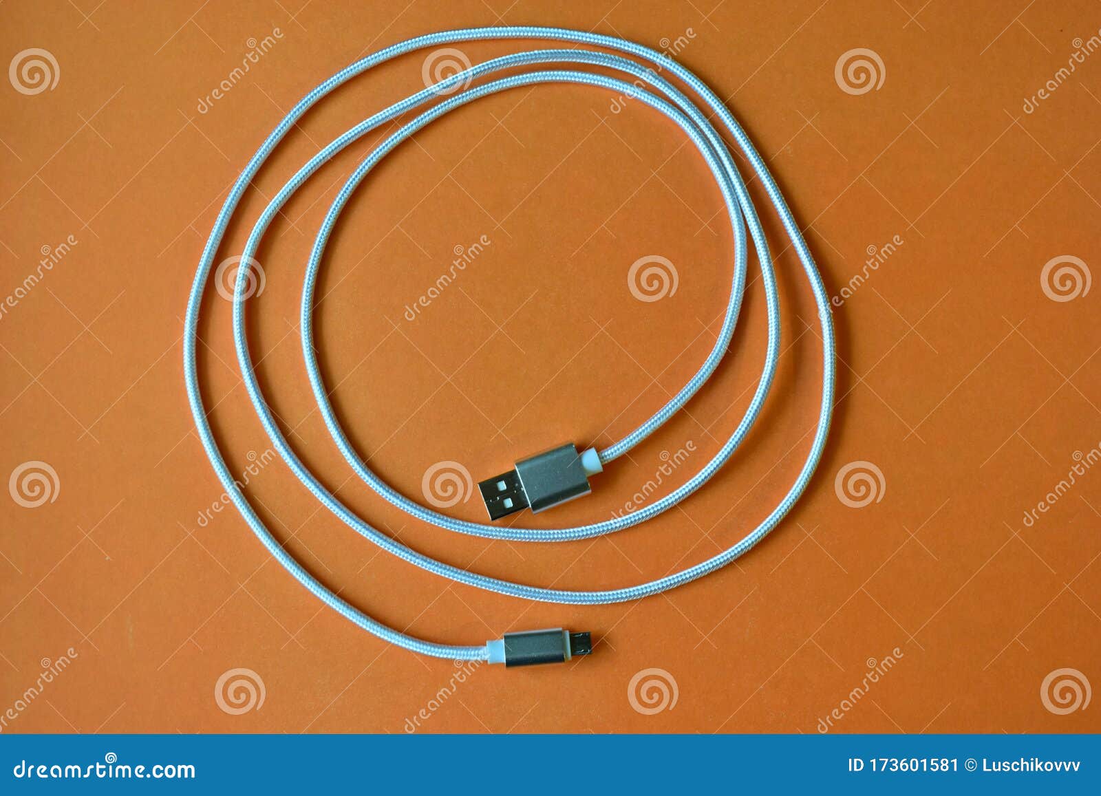 White Micro USB Cable Close Up Stock Image - Image of data, computer ...