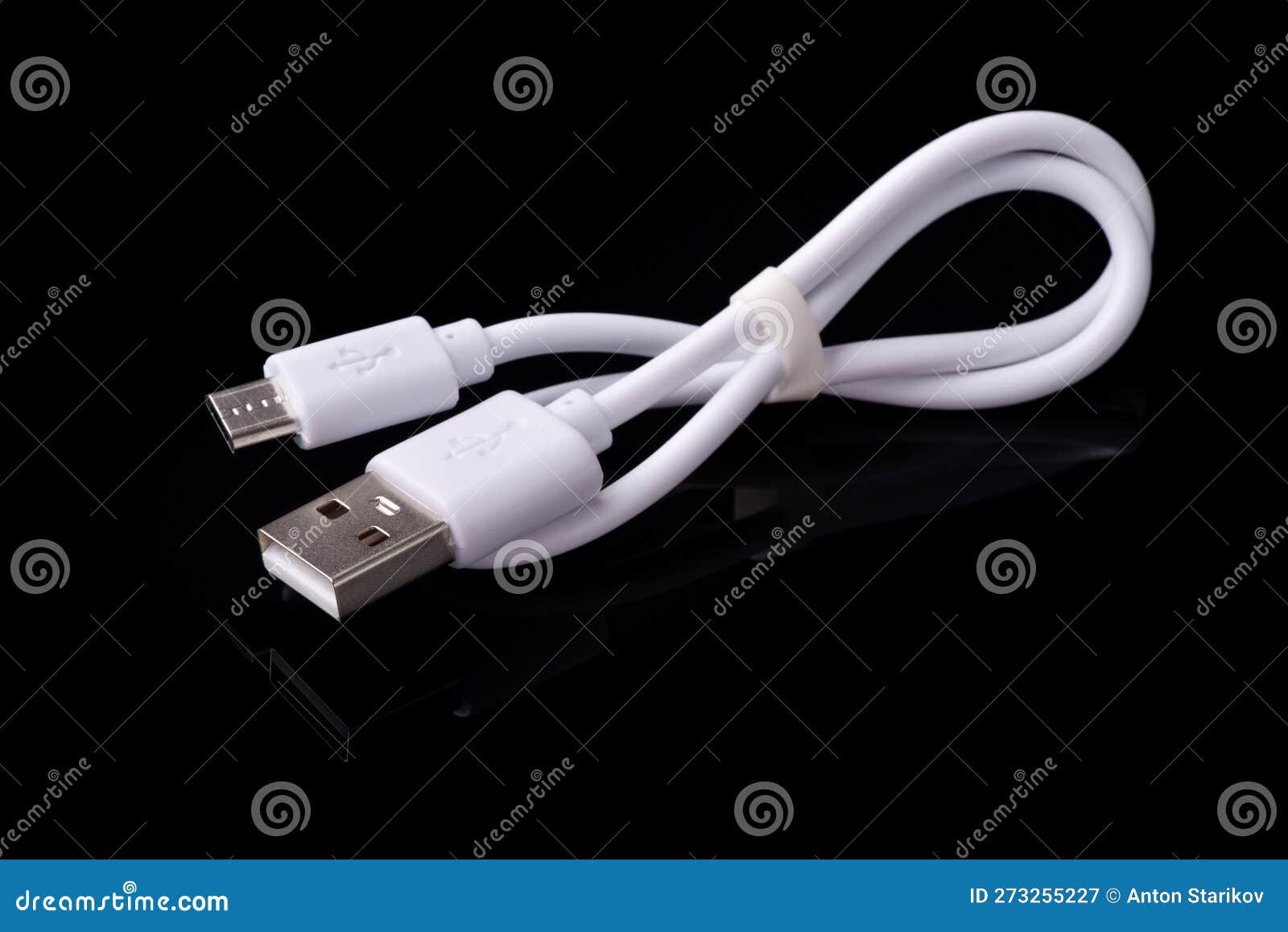 White Micro USB Wire. Isolated On White Background. Royalty-Free Stock ...