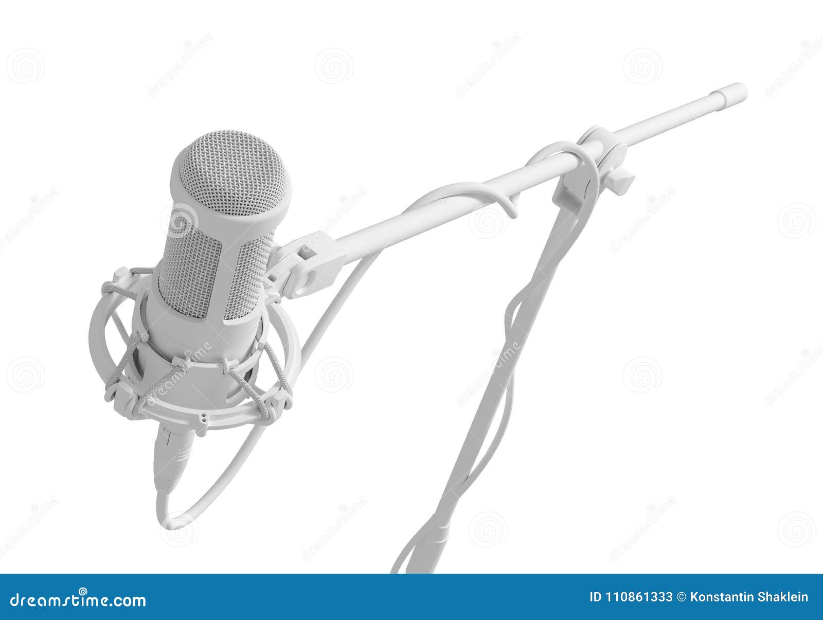 White Microphone Over White Background Stock Illustration ...