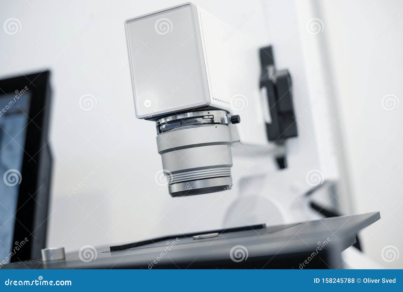 White Microscope Close-up Photo Inside Laboratory Stock Photo - Image ...