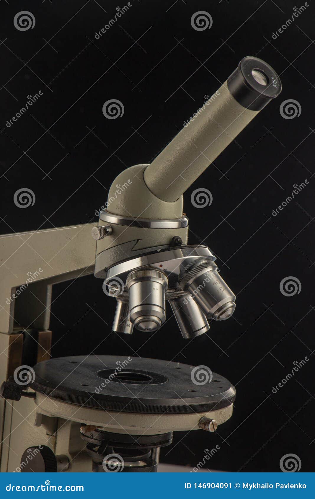 White Microscope on Dark Background. Close Up Stock Image - Image of ...