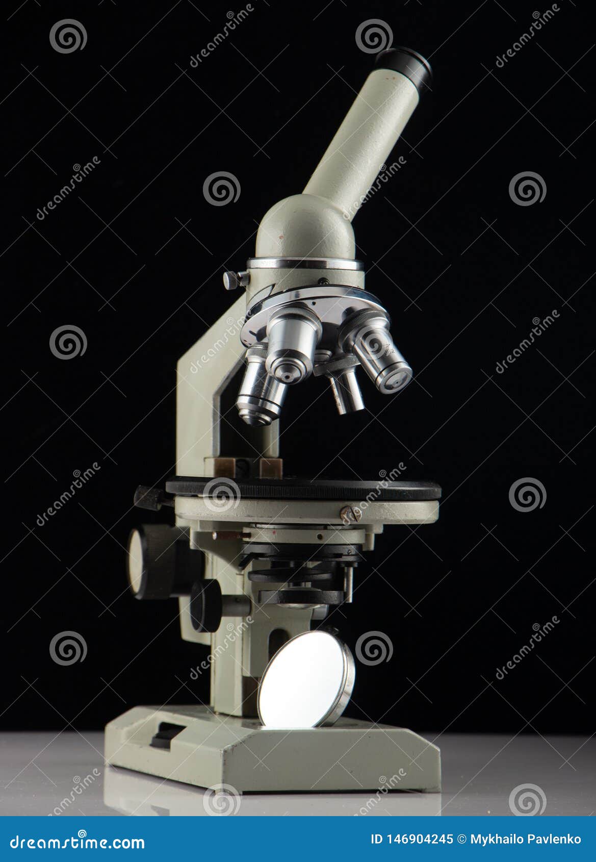 White Microscope on Dark Background. Close Up Stock Image - Image of ...