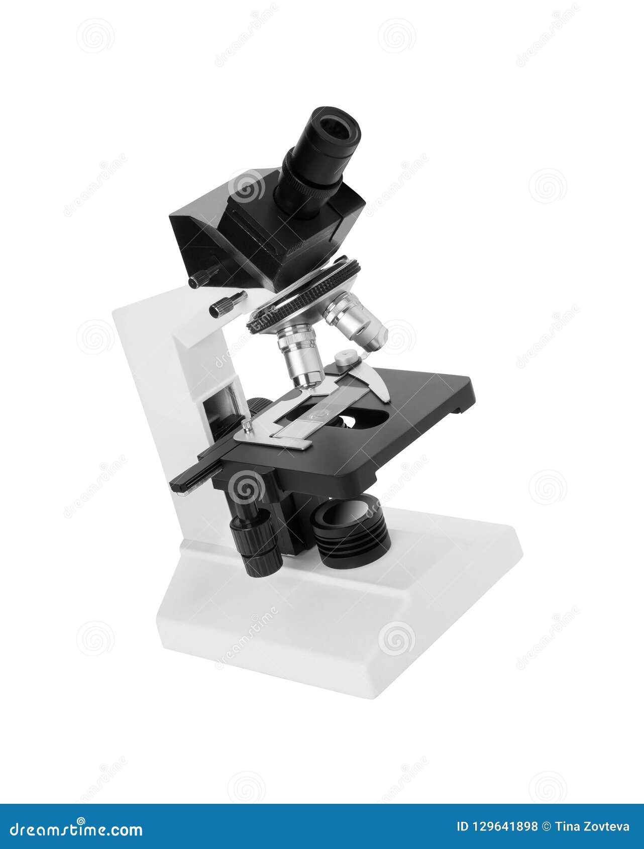 White Microscope Isolated on White Stock Photo - Image of white, lens ...