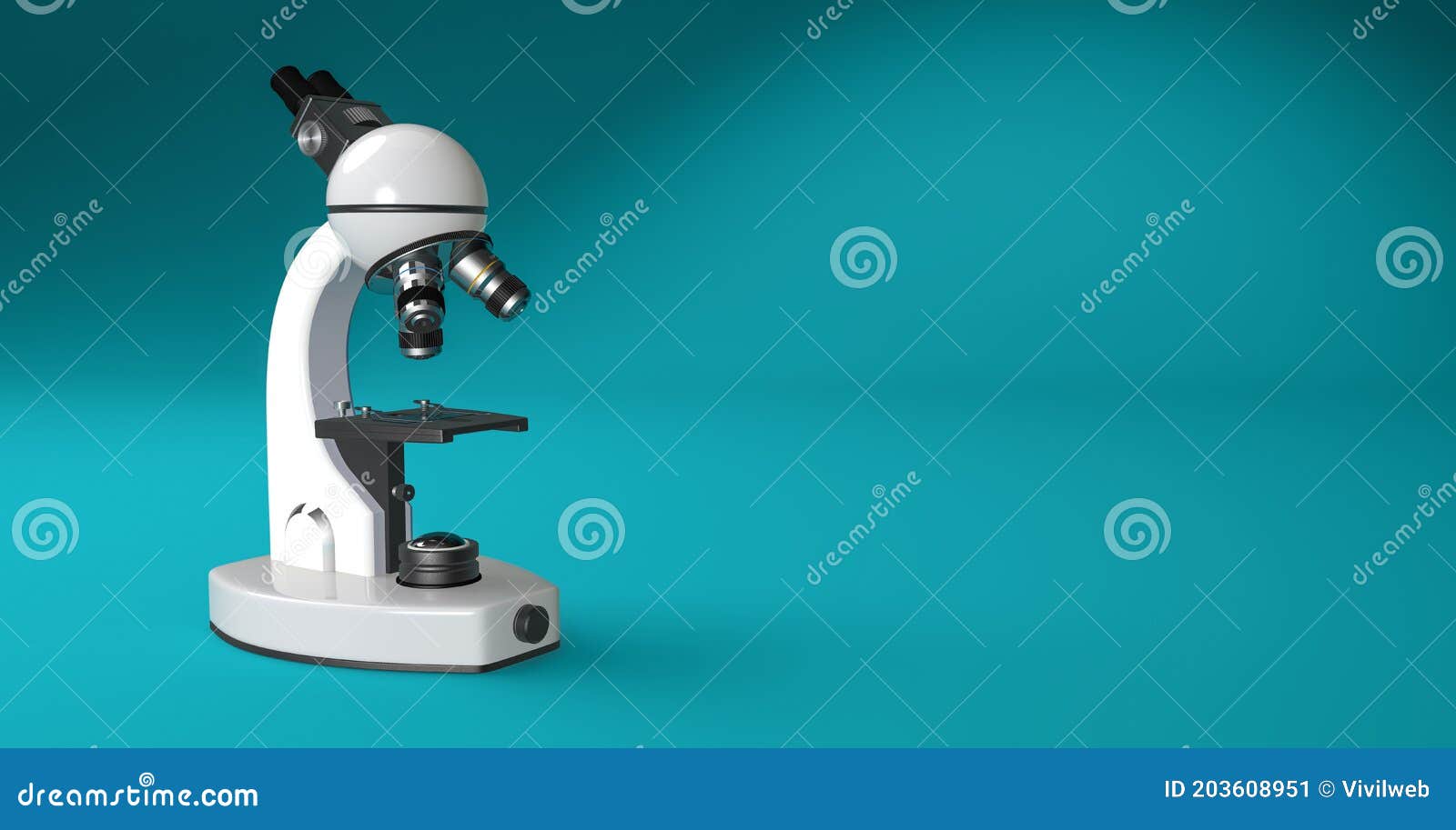 White Microscope Isolated on Blue Backdrop with Space for Text and ...