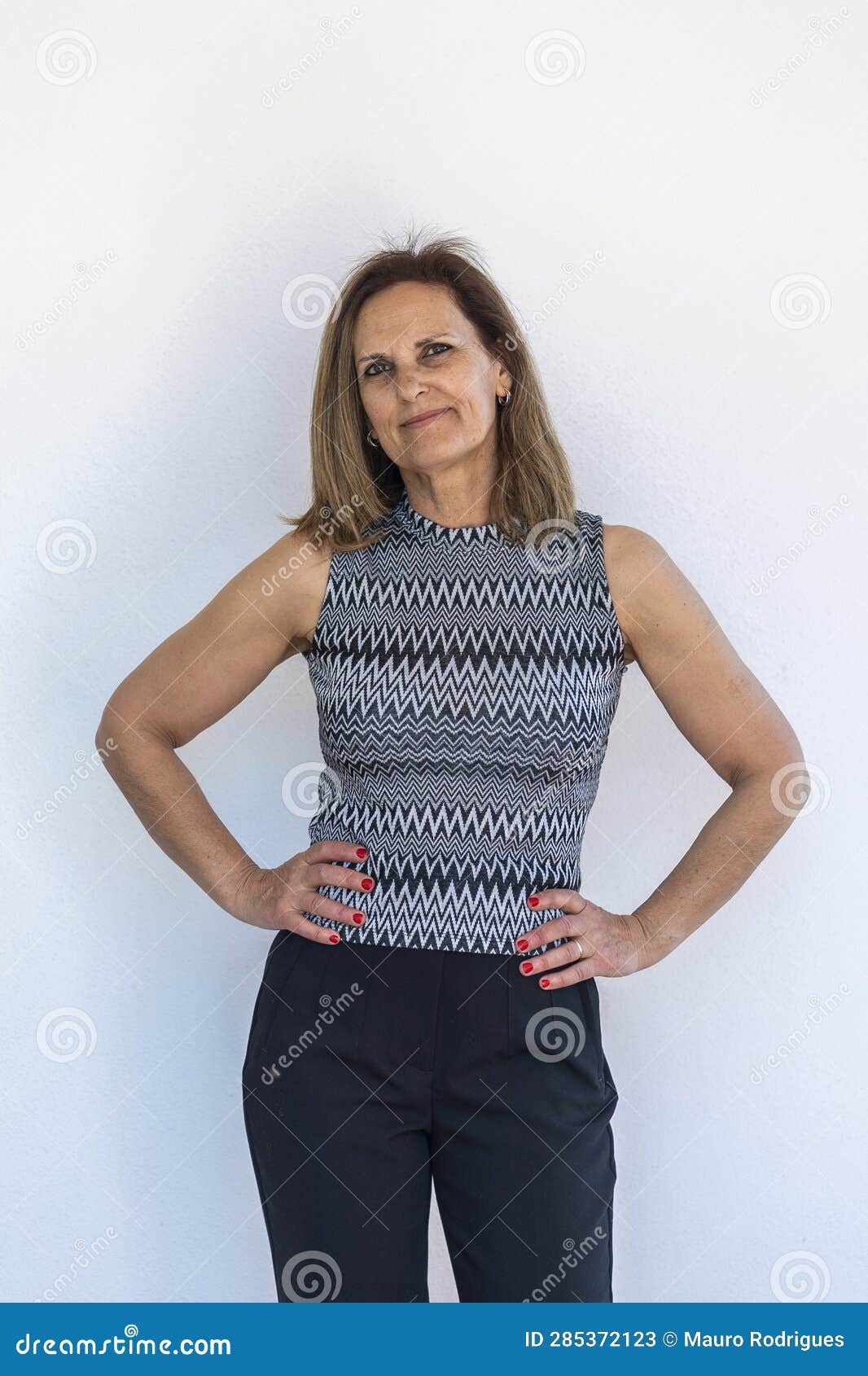 White Middle Aged Woman In White Background Stock Image Image Of