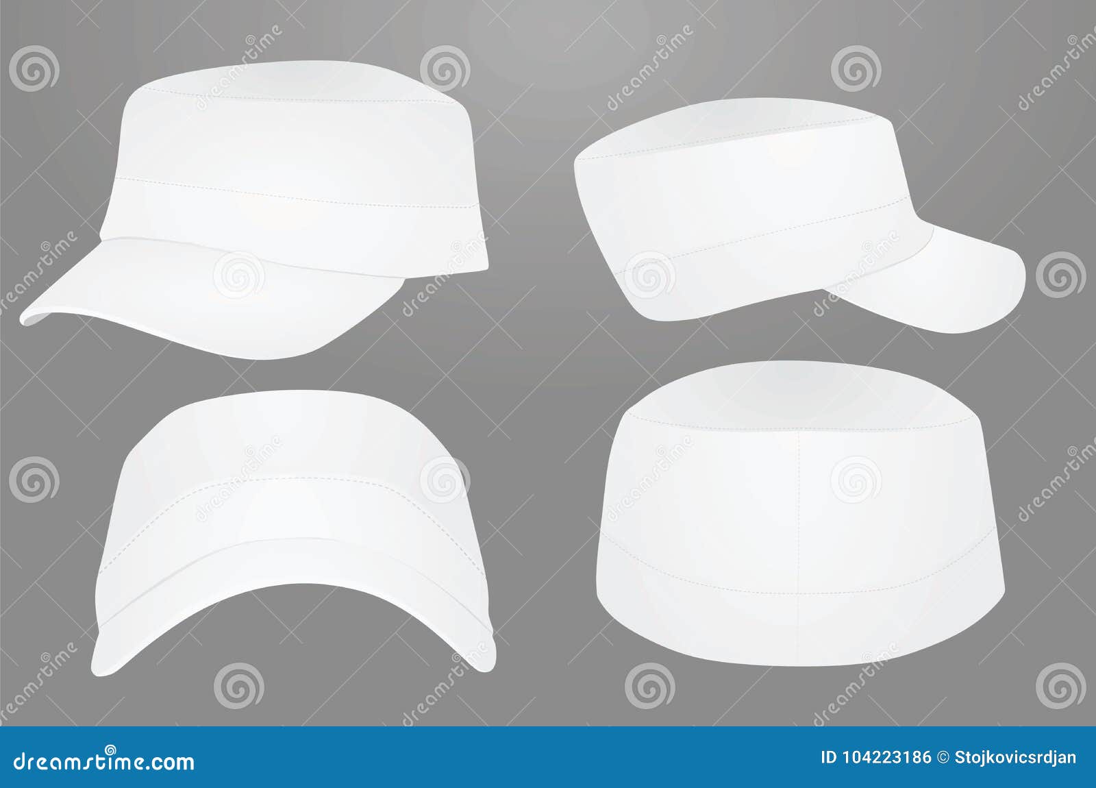 White Military Cap Template Stock Vector - Illustration of mock, army ...