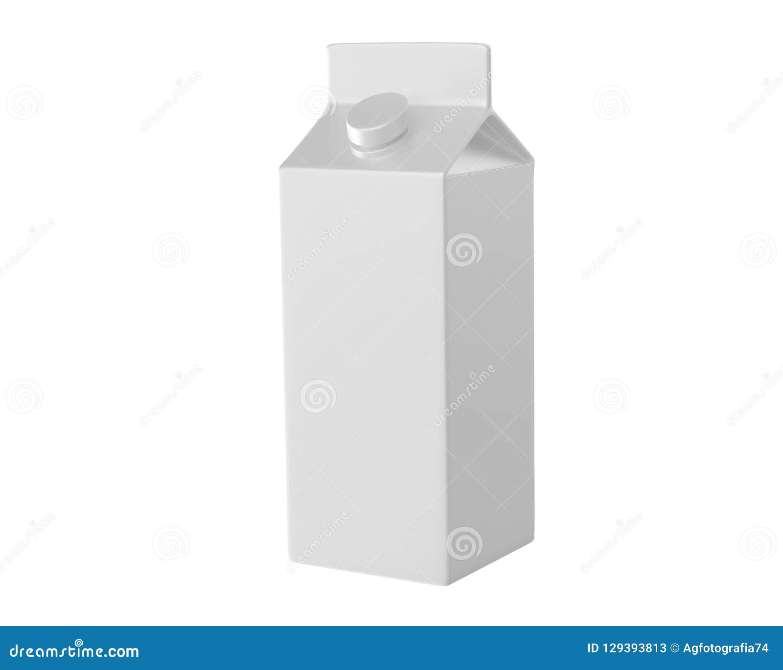 White Milk Box, Isolated on White Background, Perspective View Stock ...