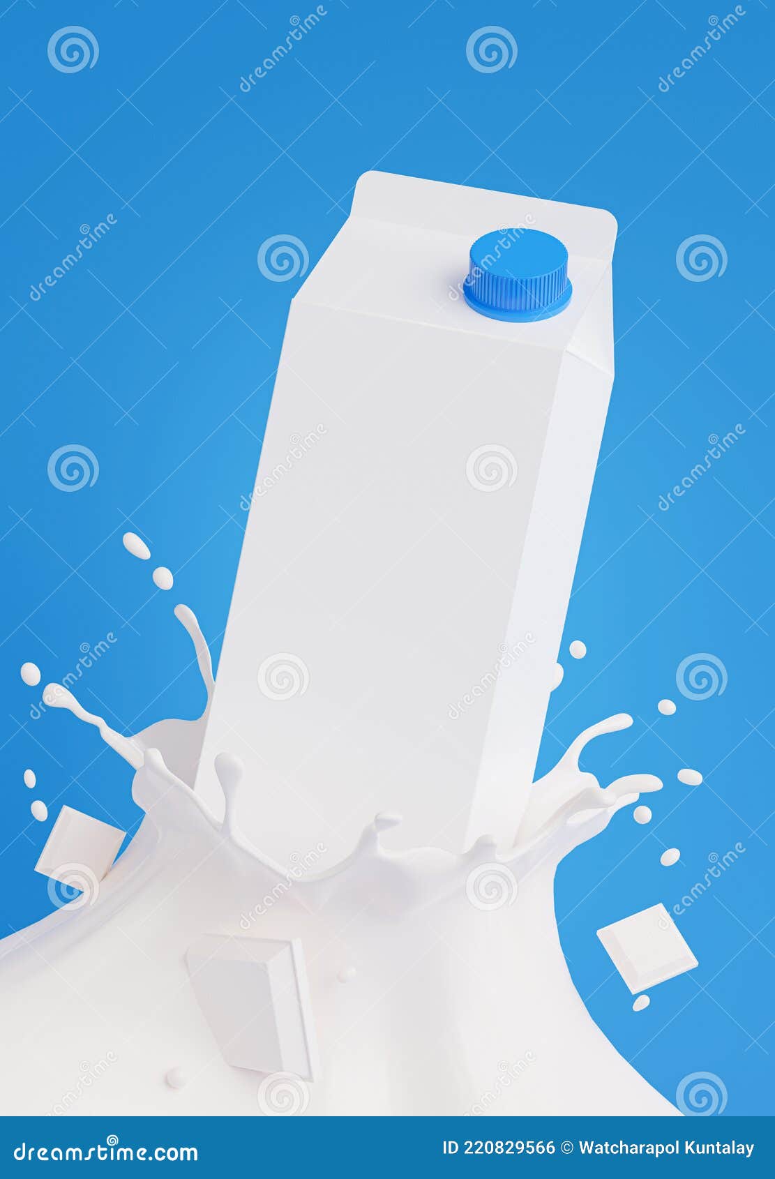 White Milk Carton with Milk Splashing Stock Illustration - Illustration ...