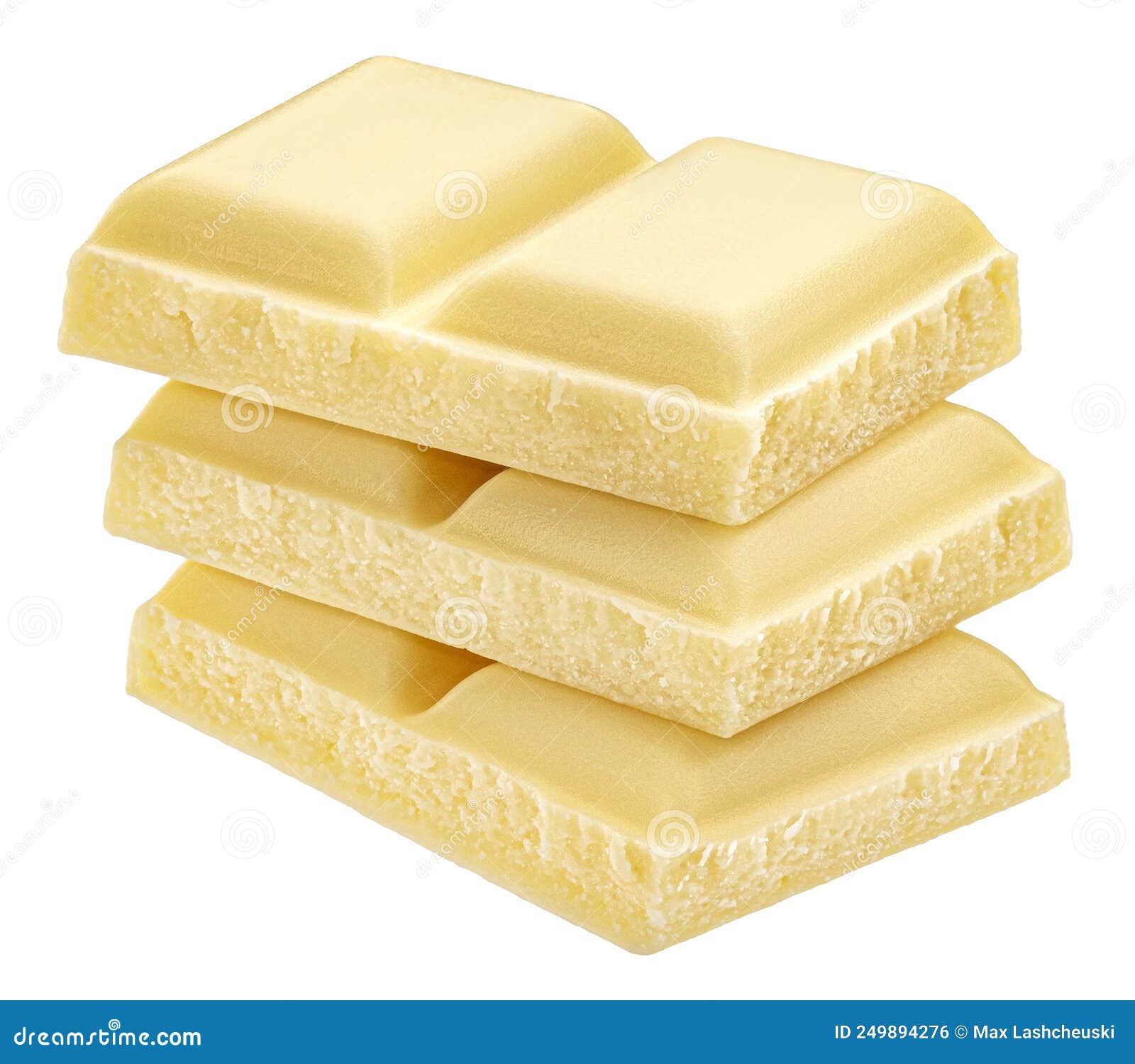 White Milk Chocolate Pieces Isolated on White Background Stock Photo ...