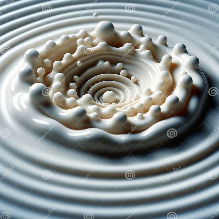 White Milk Drop Forming Circular Ripples on Surface Stock Illustration ...