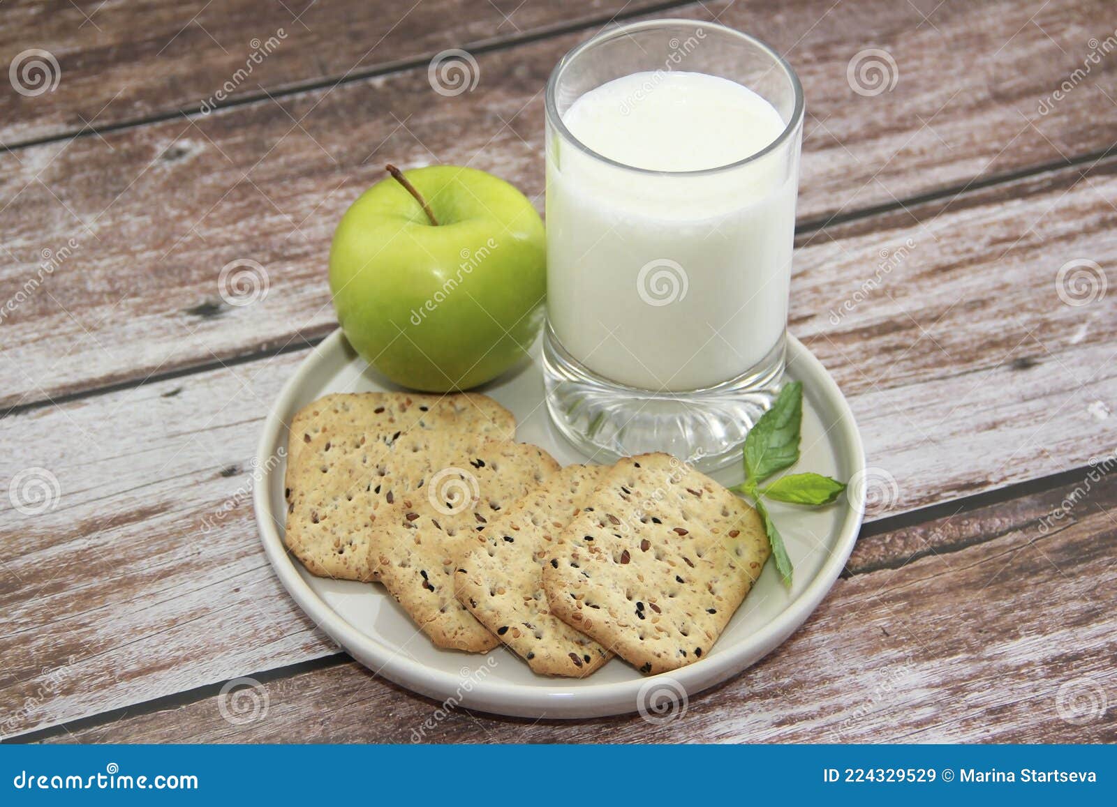 White Milk Kefir in a Glass and Diet Cookies Stock Image - Image of ...