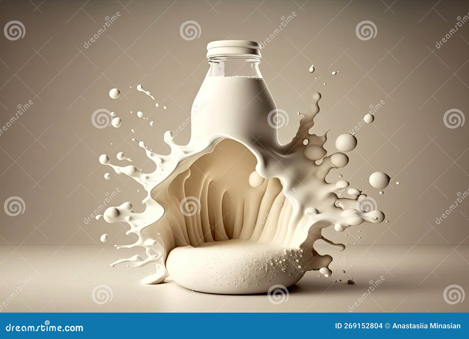 White Milk Splash Come Out Form the Bottle Loop Around the Milk Bottle ...