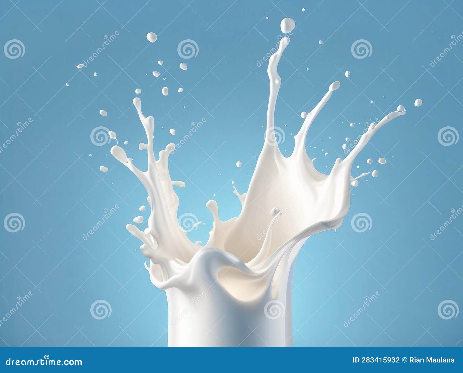 White Milk Splash Isolated on Blue Background Stock Illustration ...